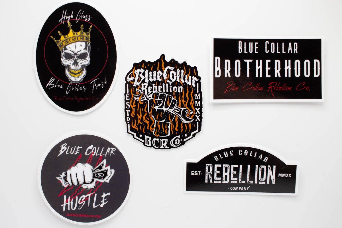 Blue Collar Rebellion Flames" 2x2.5" Sticker – Blue Collar Rebellion Co.